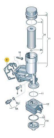Прокладка корпуса масляного фильтра AXC,AXB,BRR,BRS VAG 045115441