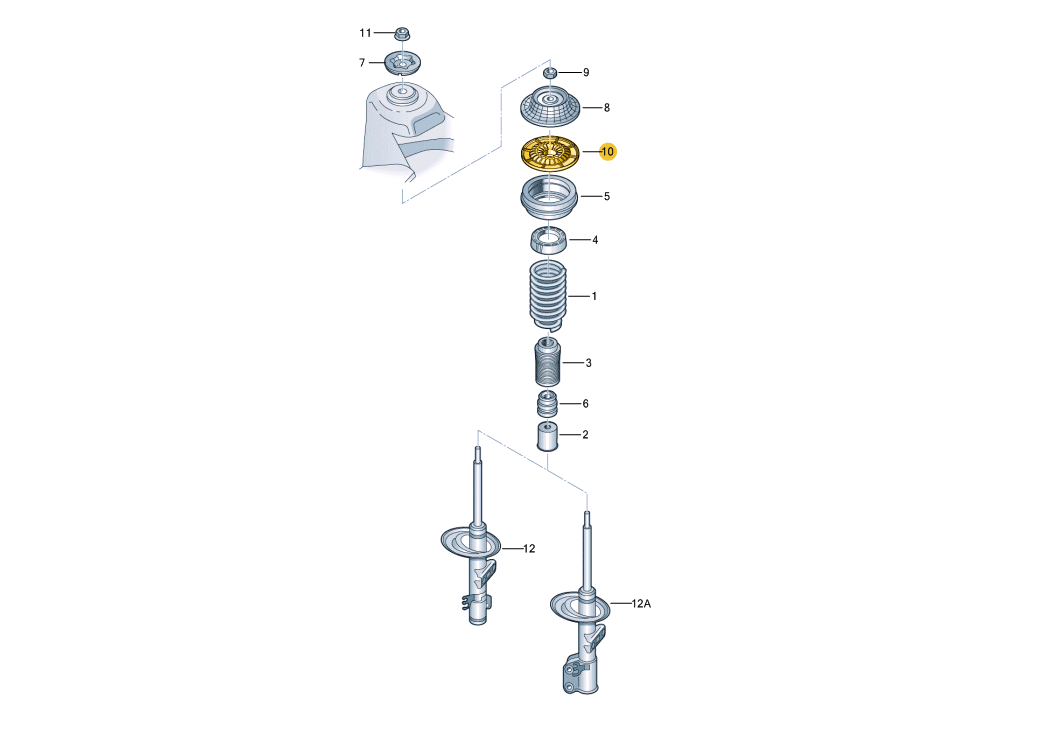 Амортизатор передний тарелка пружины 2015 >> VAG 7H0412341A